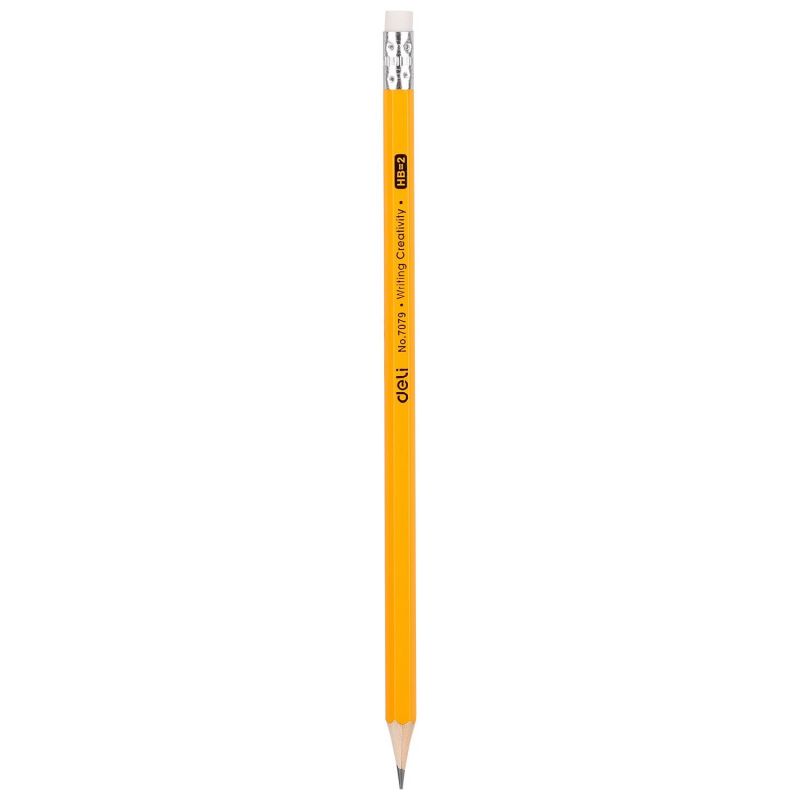Pencils - HB (12pc) Yellow with Eraser Tip - Deli