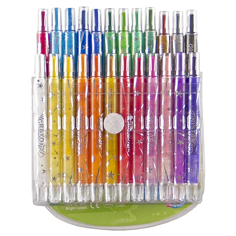 Twister Crayons - Non Toxic Crayon (24 colours) Short Retractable - Deli