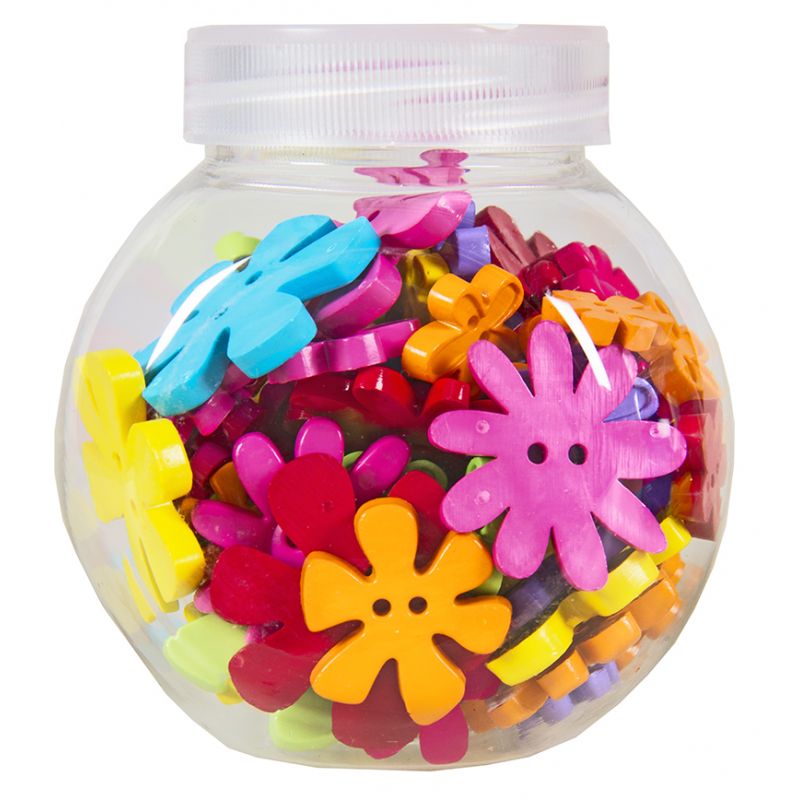Buttons Plastic - Bright - Flower (~45g)