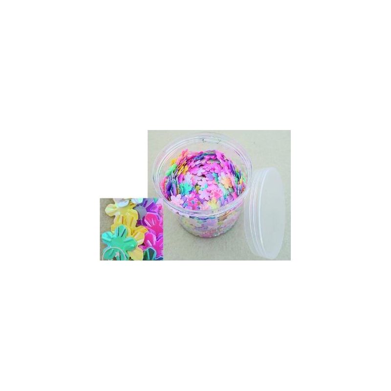 Confetti Sequins Flower Pastel Mix (100g) in Tub (14mm)