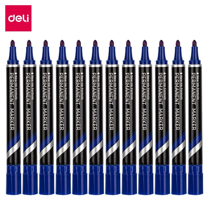 Permanent Marker - Bullet Tip 1.5mm (12pc) - Blue - Deli
