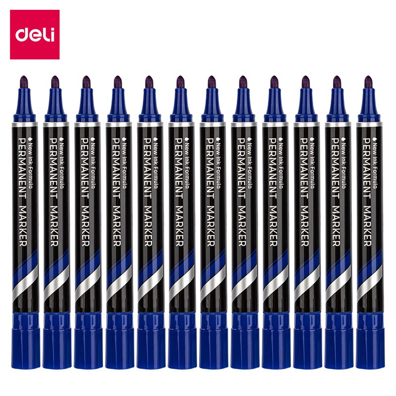 Permanent Marker - Bullet Tip 1.5mm (12pc) - Blue - Deli