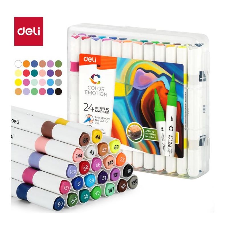 Acrylic Marker Dual Tip - Bullet Tip 1mm & Brush Tip 2mm (24pc) in ...