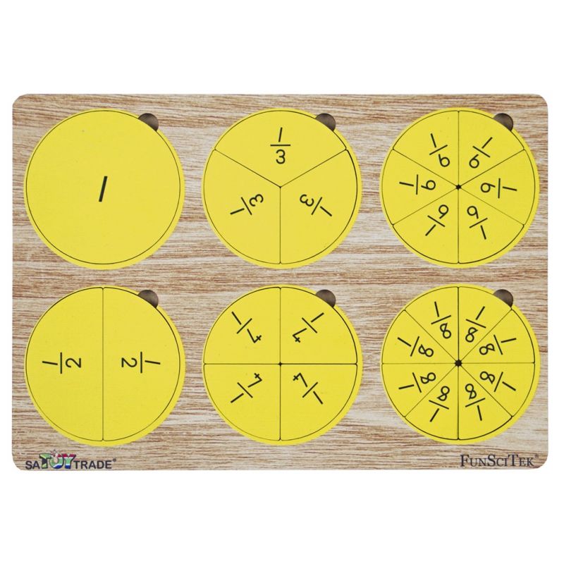Fraction Board Set - A4 - Wood (1, 1/2, 1/3, 1/4, 1/6 1/8)