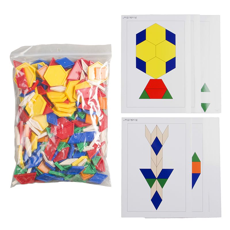 Pattern Blocks 6-shape 6-colour 1-side deep Recessed - Activity Set