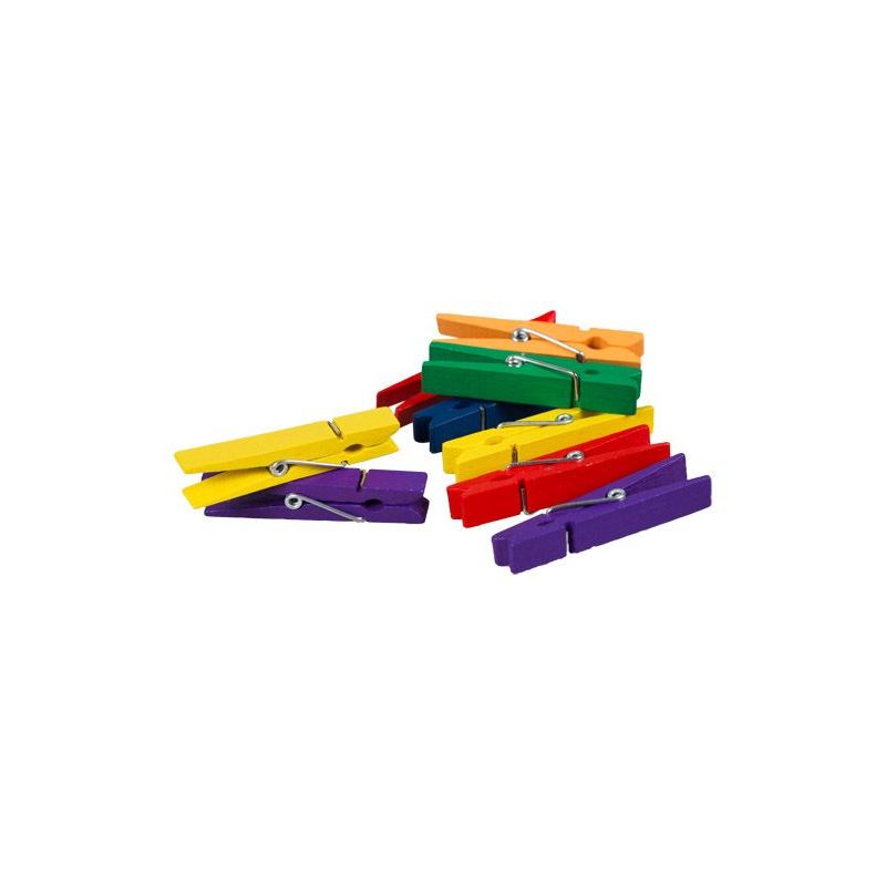 Pegs - Maxi Wood Coloured 60mm (100pc) - Assorted