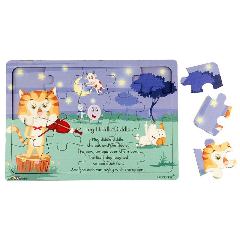 PZ Wood Frame - A4 20pc - Hey Diddle Diddle - Nursery Rhymes (BB)